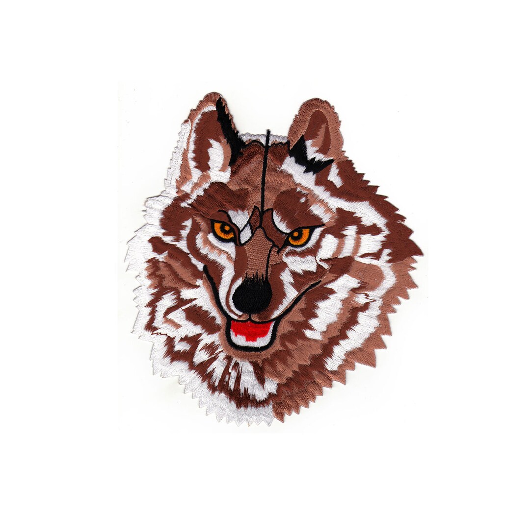 Backpatch#02 Wolf Brown Large Patch Back Patch Biker Cowl Iron-on ...