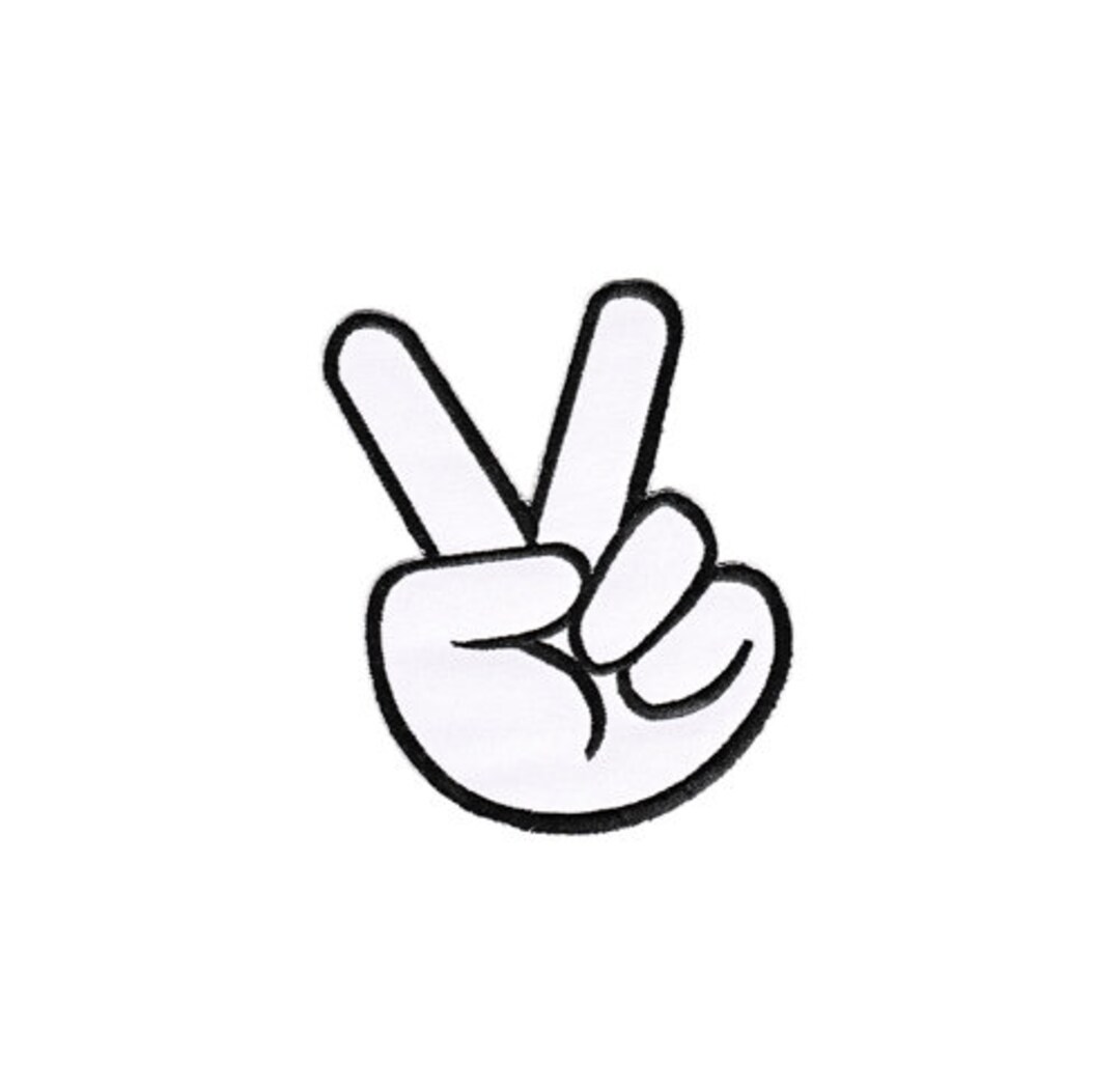 Be34 Peace Hand Sign White Rock Biker Cowl Patch Iron-on Applique Patch ...