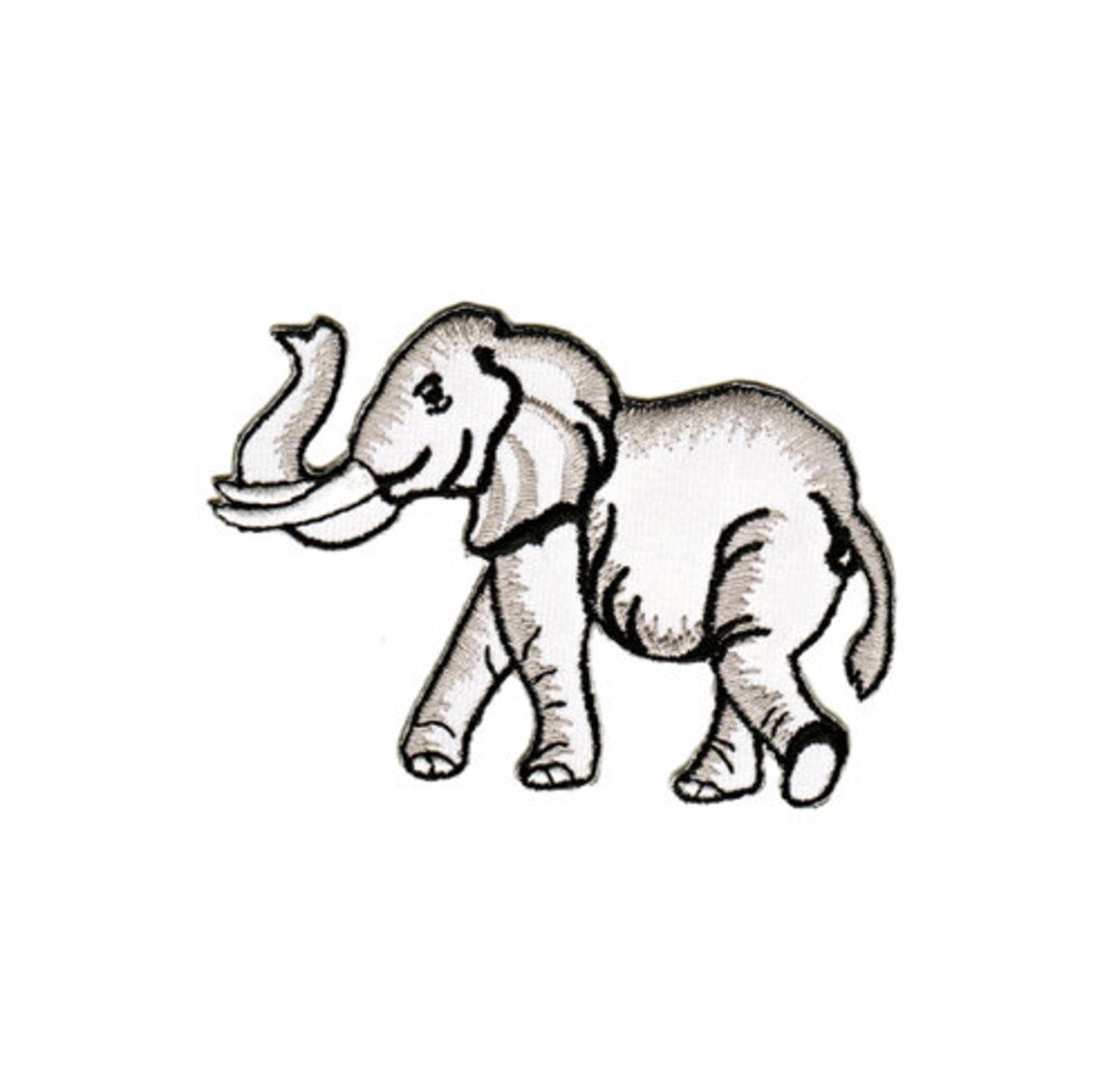 Bf25 Elephant Baby White Safari Animals Comic Children Patch Iron-on ...