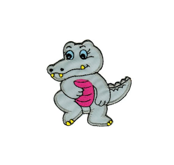 Bb39 Crocodile Grey Zoo comic animals children Baby Patch | Etsy