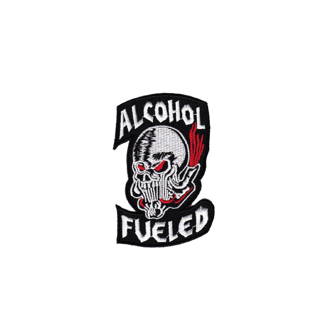 Ad19 Skull Alcohol Fueled Patch Tattoo Biker Kutte Skull Iron-on ...