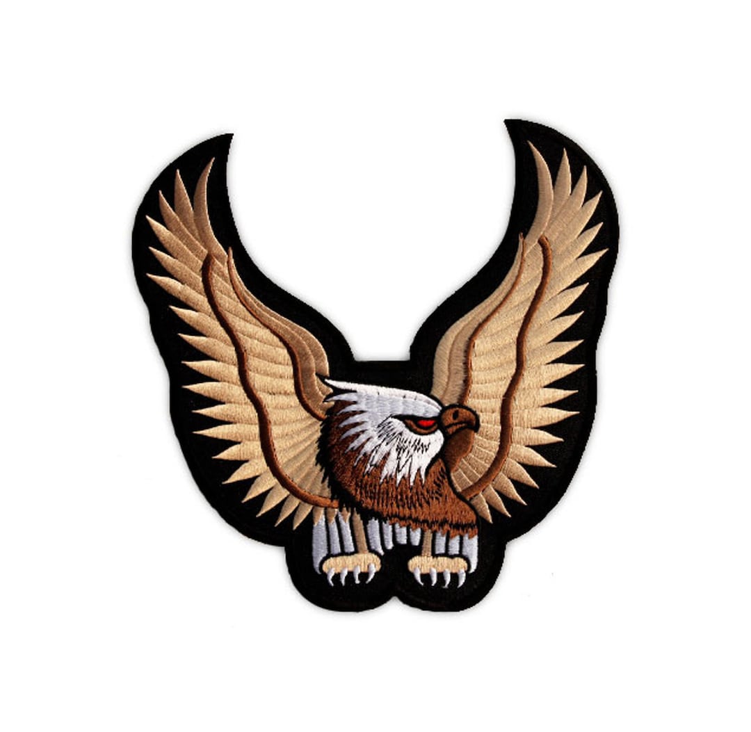 Backpatch#14 Eagle Bird Gold Brown Large Patch Back Patch Biker Cowl Iron-on Application Patch ...