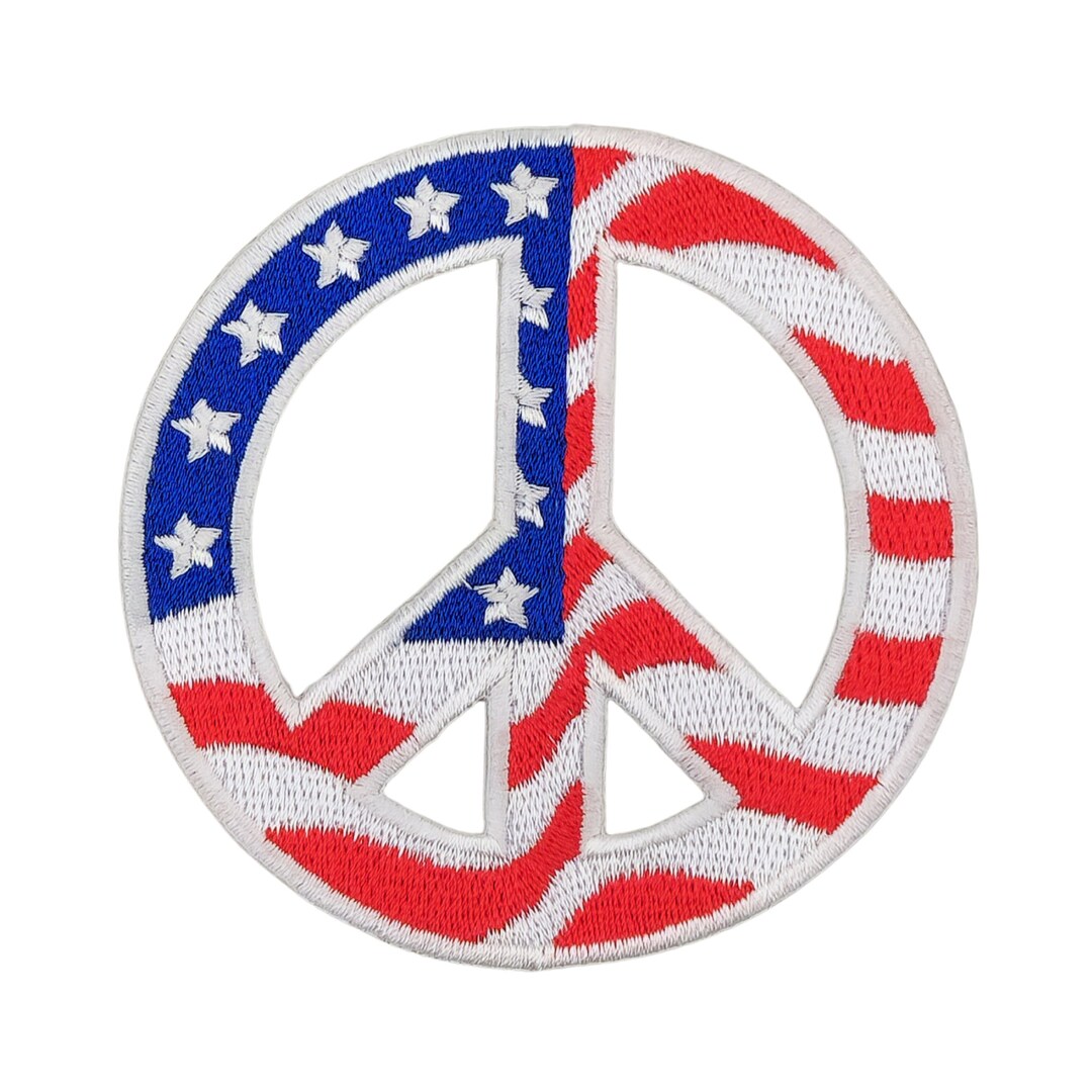 Am76 Peace Sign USA Iron-on Patch, Iron-on Patch, Appliqué Patch, Peace ...