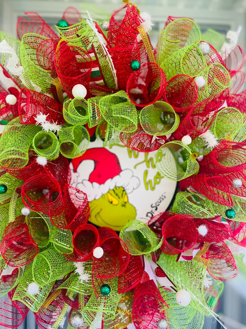 The Grinch Ho Ho Ho Christmas Wreath - Etsy