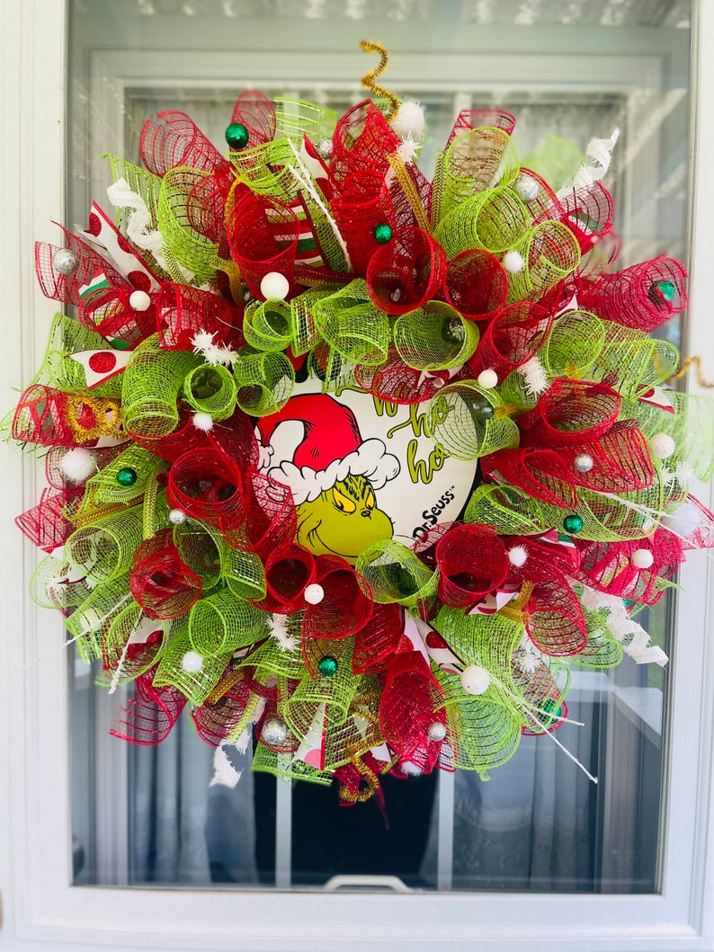 The Grinch Ho Ho Ho Christmas Wreath - Etsy