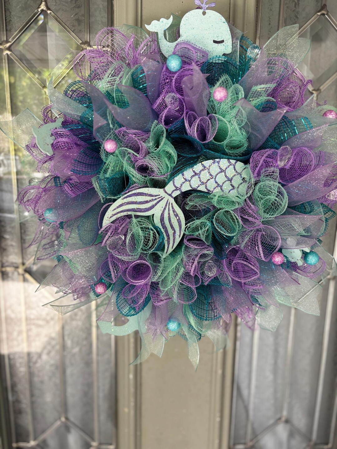 SMALL 15" Mermaid Tail Beach Mesh Wreath - Etsy