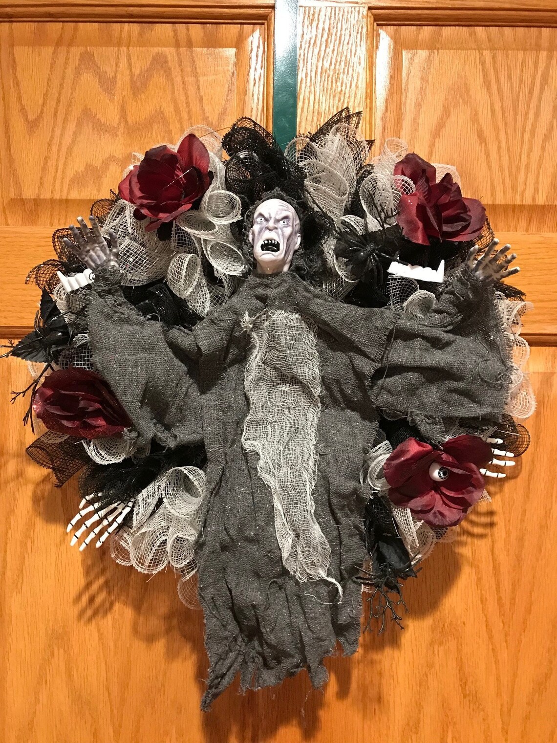 Grim Reaper Mesh Wreath With Flowers Vampire Teeth and - Etsy UK