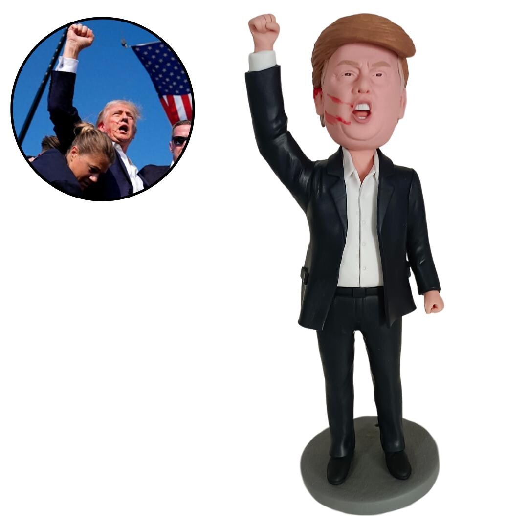 100% Handmade Bobbleheads Official Stand With Trump Fight Gun Shot ...