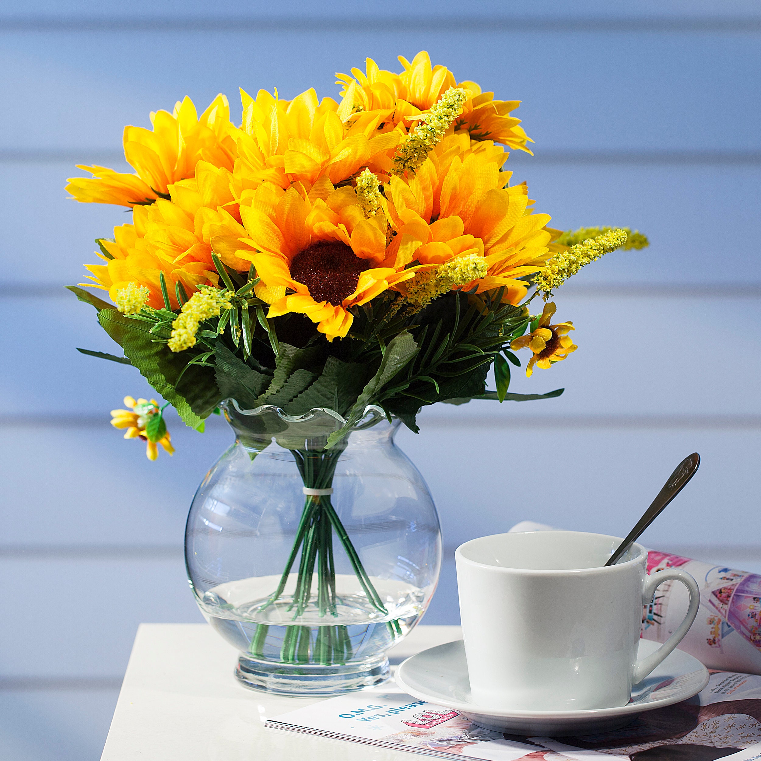 Enova Home Artificial Silk Sunflower Arrangement Different - Etsy