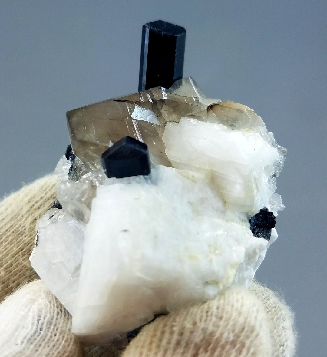 Natural Smoky Quartz Crystals Bunch With Black Tourmaline From Skardu ...