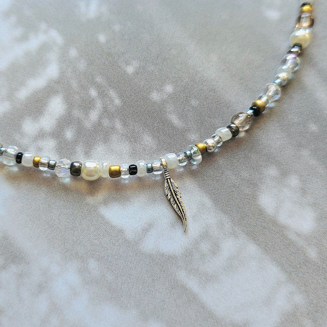 Tortured Poets Department Quill Feather Charm Beaded Necklace Silver ...