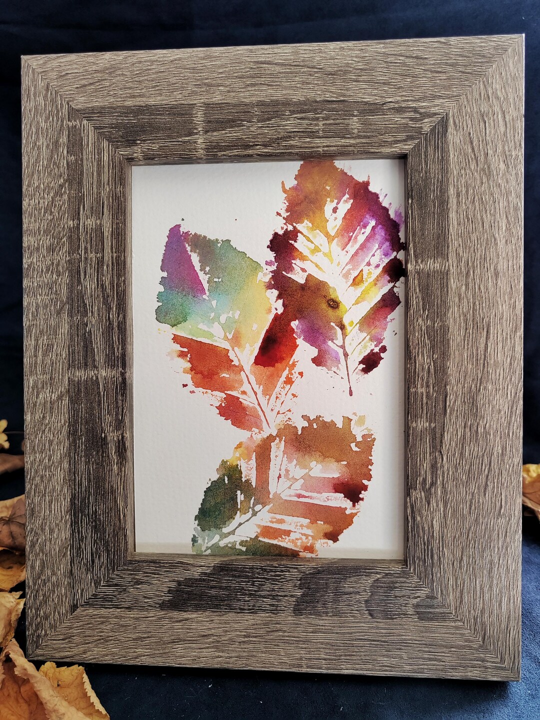 Watercolour Leaf Print Design Picture Framed Home Decor Nature Lover ...