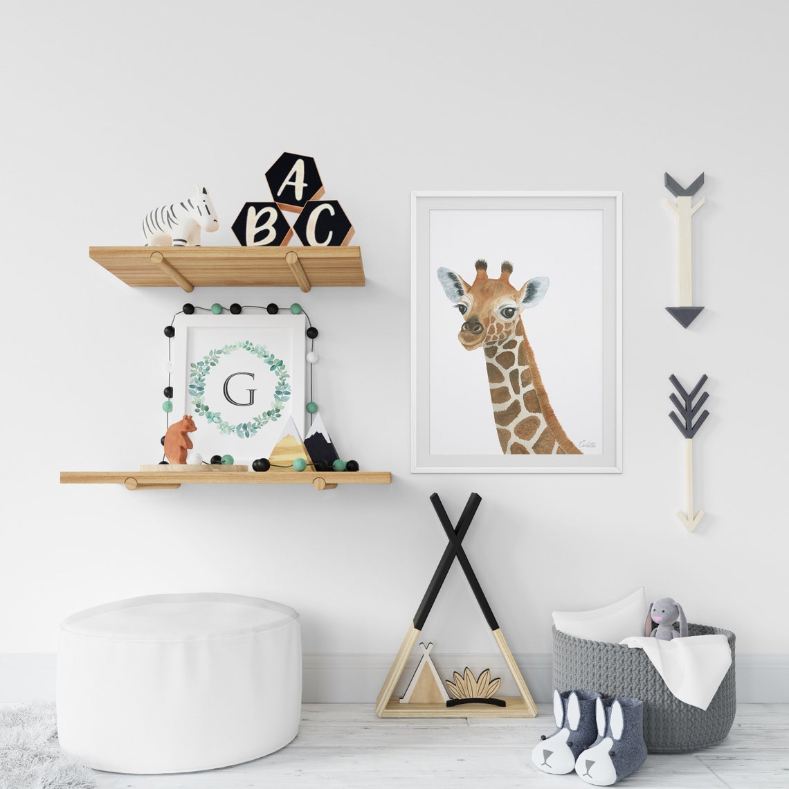 Baby Giraffe Nursery Print, Safari PRINTABLE Nursery Art, Safari ...