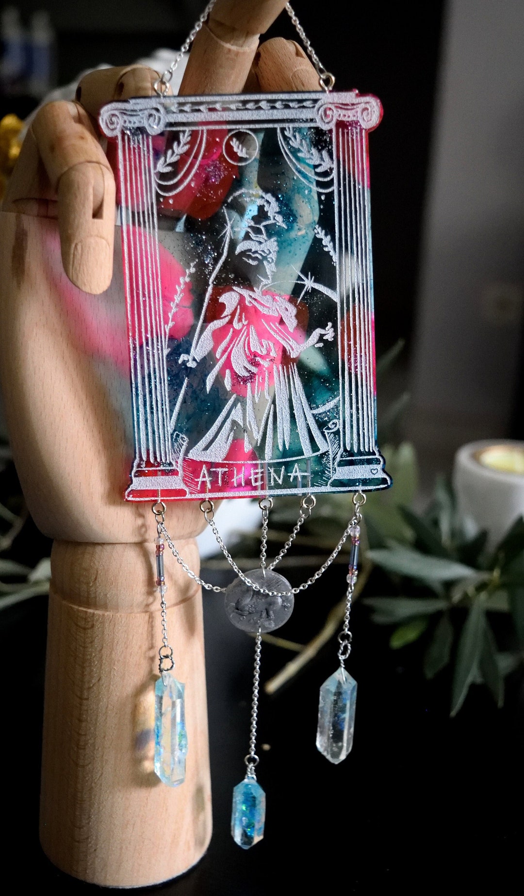 Athena Goddess Wall Decoration With Crystals and Rose Quartz - Etsy
