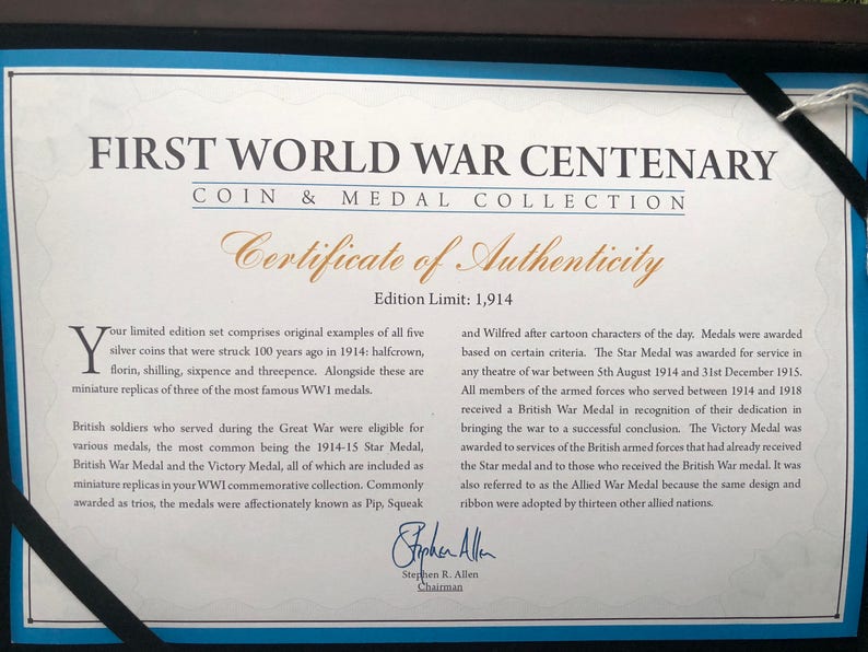 First World War Centenary Coin and Medal Collection - Etsy