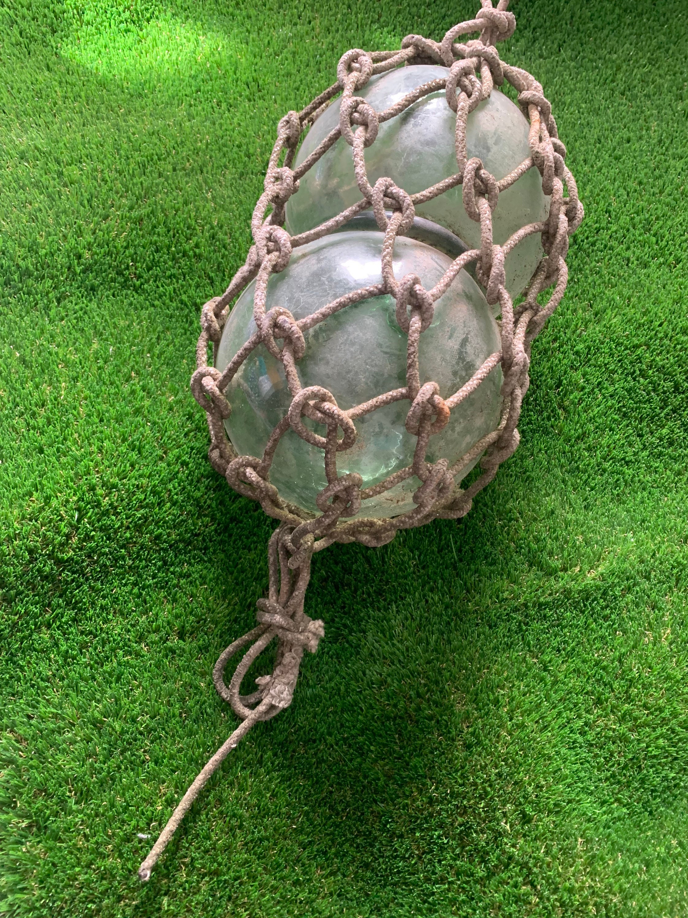 Beautiful Large Vintage Glass Double Buoy With Tinted Green Glass ...