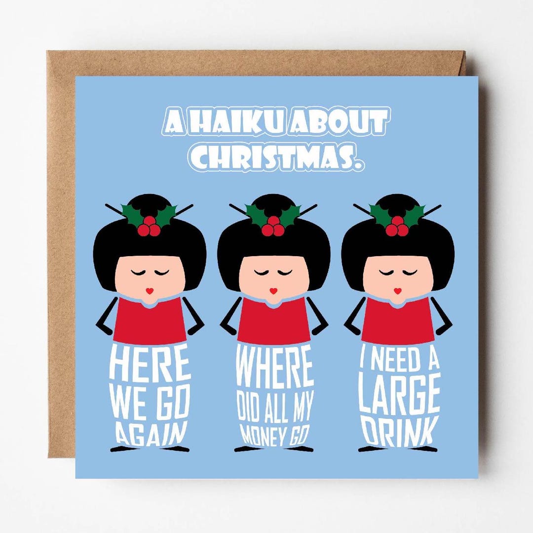 Funny Christmas Haiku Poem Card: Need a Large Drink - Etsy