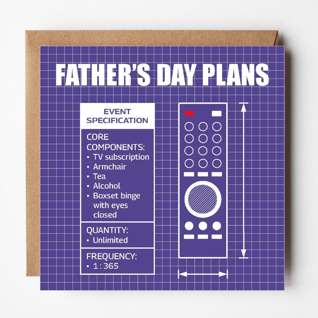 Funny Father’s Day Card – TV Remote Control, Dad Blueprint Card - Etsy
