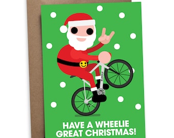 Father Christmas, Santa Claus on a Bike Cycling Figure Christmas Card ...