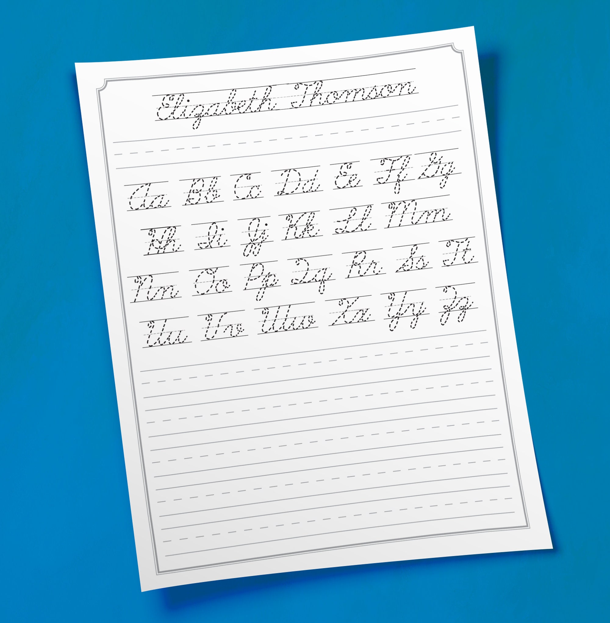 Custom Cursive Handwriting Practice Sheets for School Kids With First ...