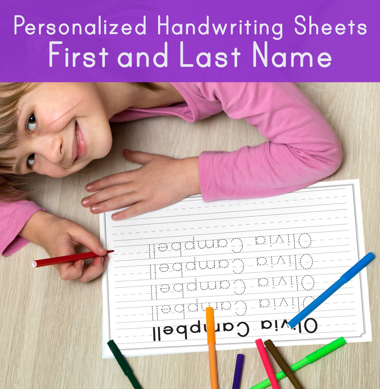 Custom First and Last Name Handwriting Practice Sheets for Pre ...