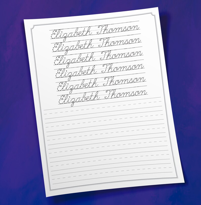 Custom Cursive Handwriting Practice Sheets for School Kids With First ...