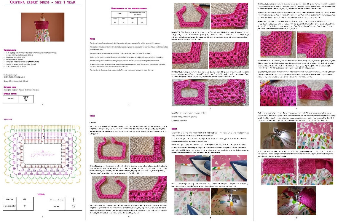 Crochet and Fabric Dress Pattern Sizes 1 to 3 Years Toddler | Etsy