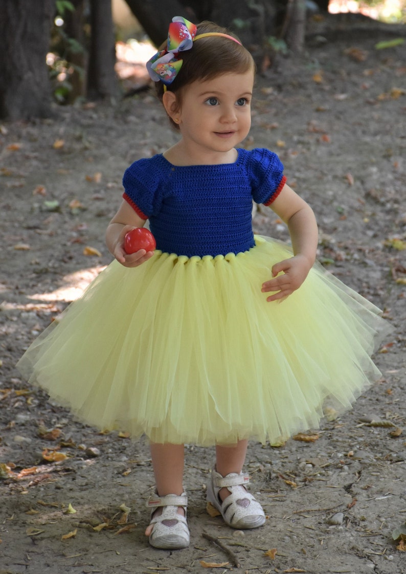 Snow White Crochet Tutu Dress Pattern Size 1 Year and 2 Years Old, Baby ...
