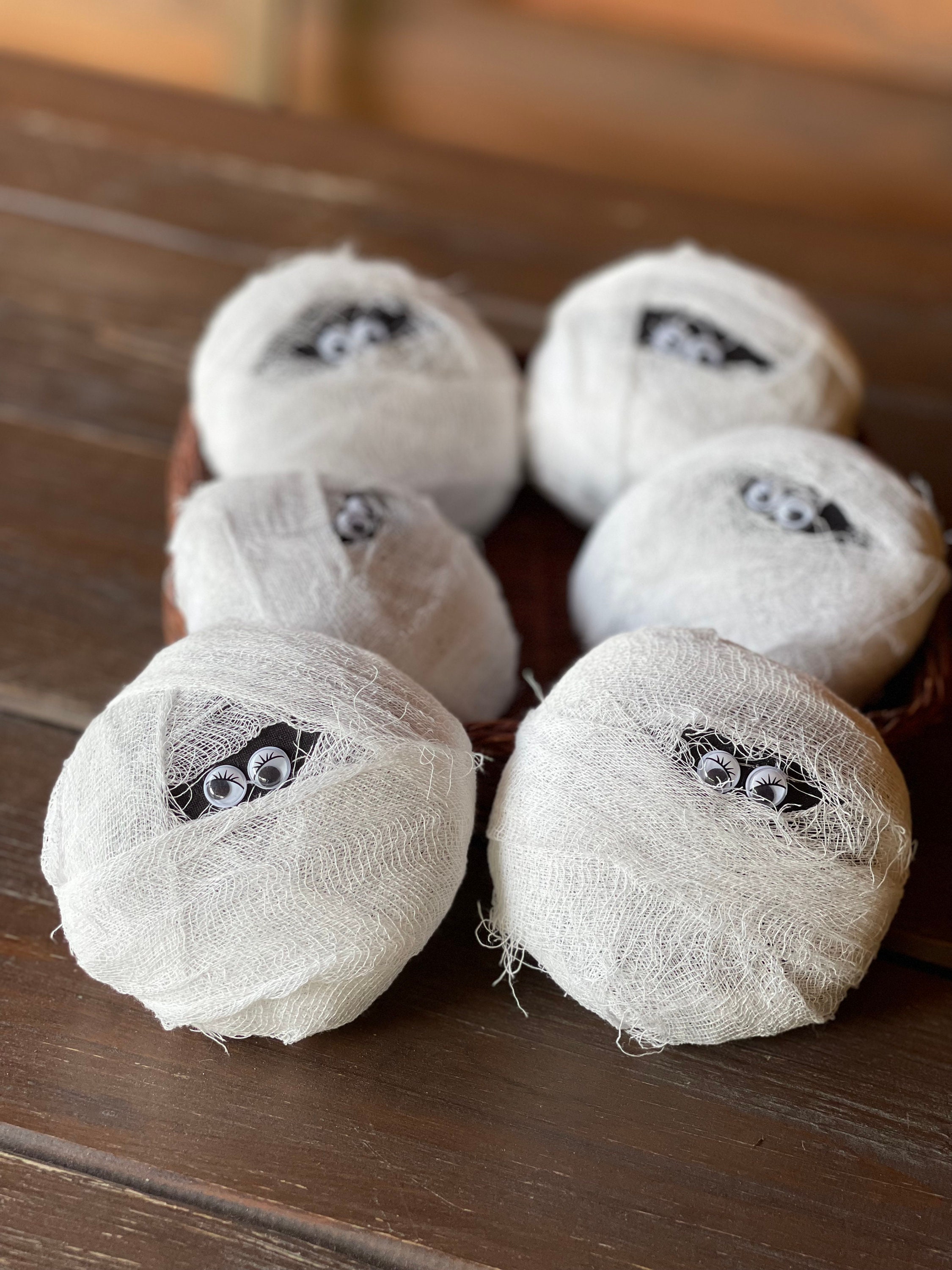 Fabric Mummy Heads Set Of2 Mummies Halloween Fireplace Decor Mummy Head ...