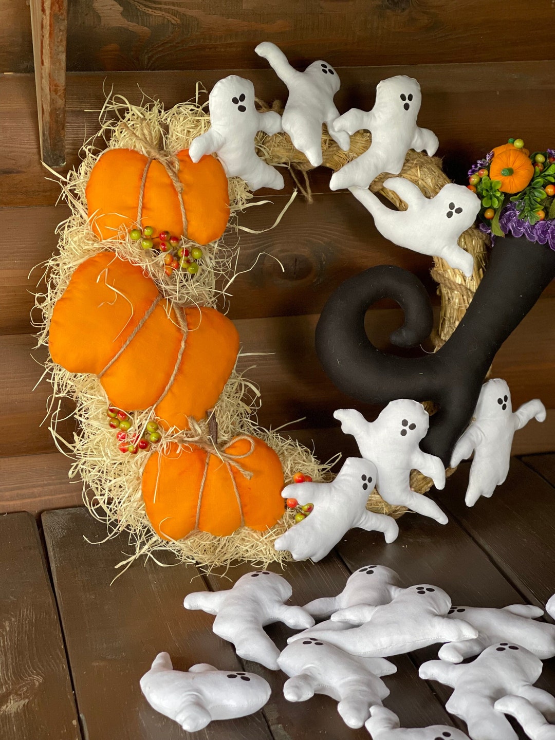 Fabric Ghost Set of 3 Ghosts Halloween Mantel Decor Ghost Bowl Filler ...