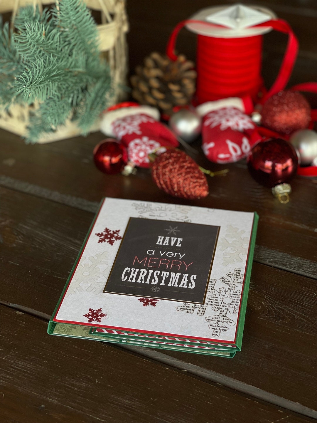 Christmas Mini Album Scrapbook Photo Album Winter Holidays Photo Album ...