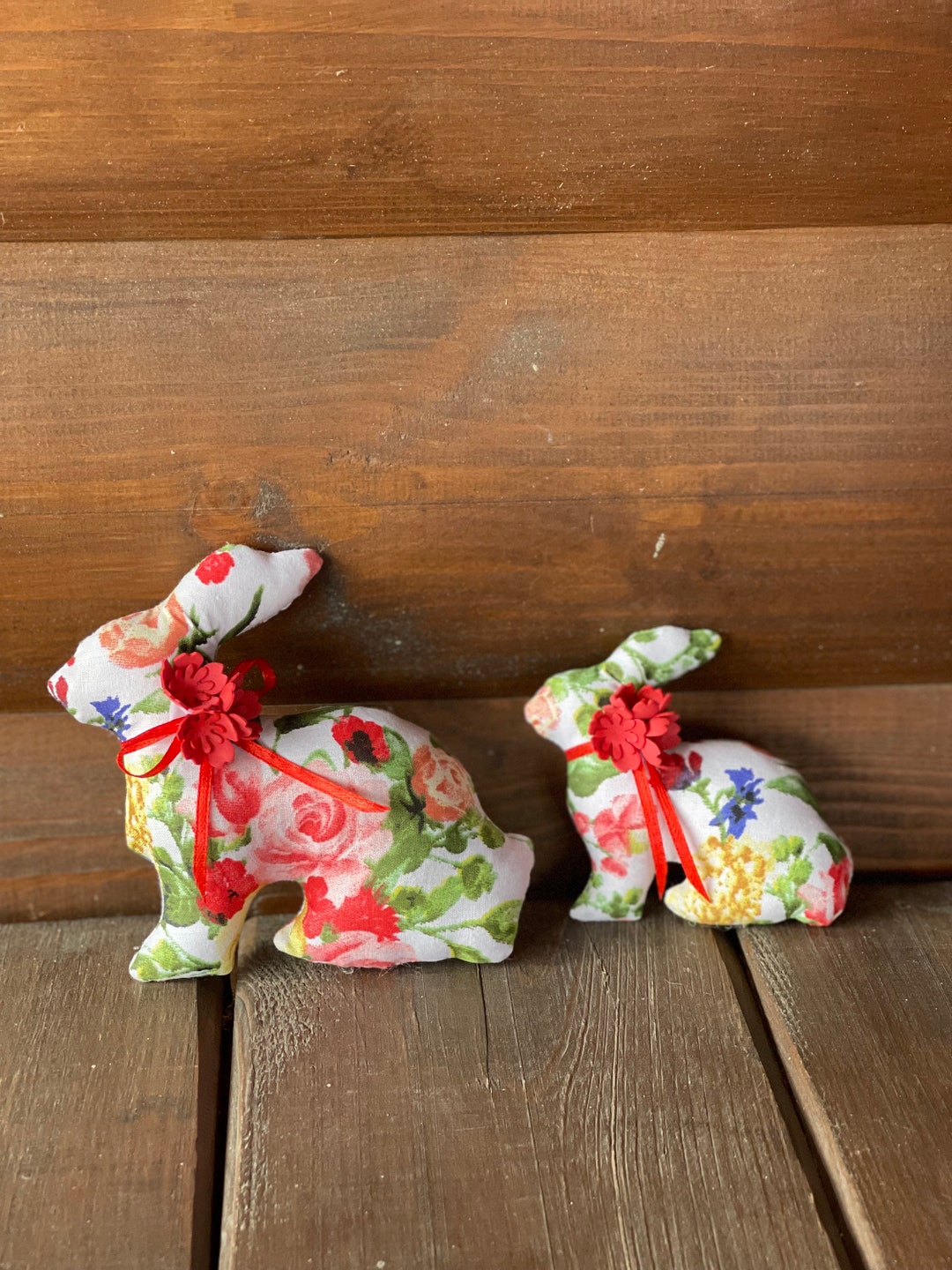 White Rabbit Easter Set Bunnies Farmhouse Fabric Rabbit Spring Rabbit ...