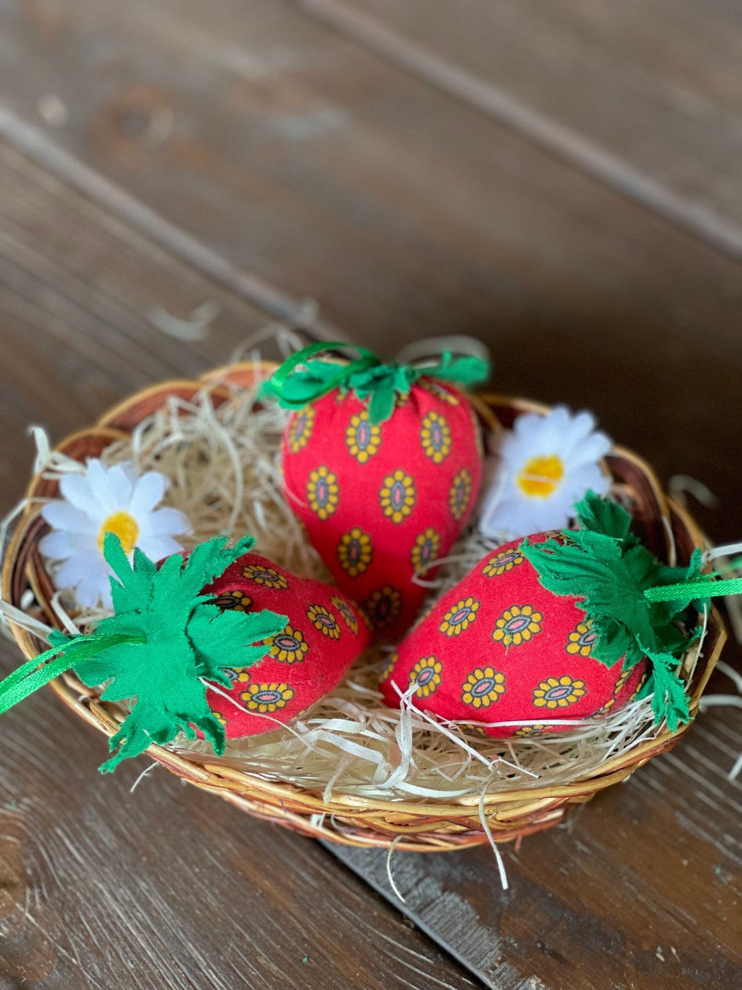 Fabric Strawberry Set of 3 Fabric Strawberries Strawberry Tier Tray ...