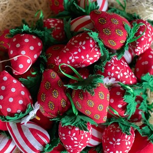 Fabric Strawberry Set of 5 Fabric Strawberries Strawberry Tier Tray Strawberry Bowl Filler Plush ...