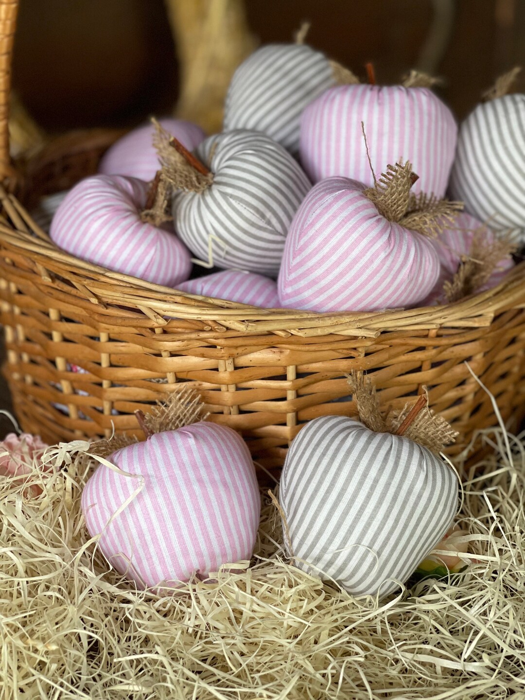 Gray Pink Apples Set of 2 Apples Apple Decor Fabric Apple Tree Filler ...