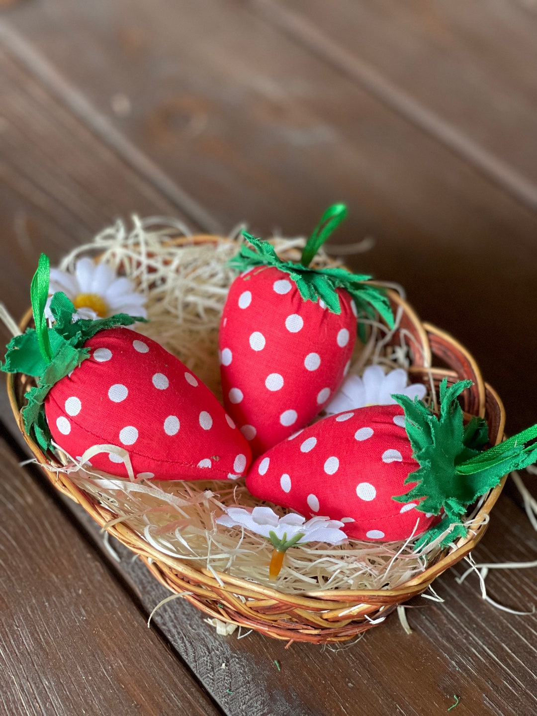 Fabric Strawberry Set of 3 Fabric Strawberries Strawberry Tier Tray ...