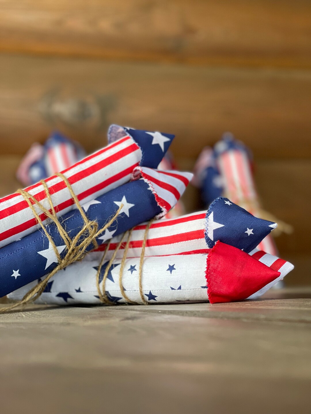 Set of 3 Fabric Firecracker Firecracker Bowl Fillers Farmhouse Decor ...