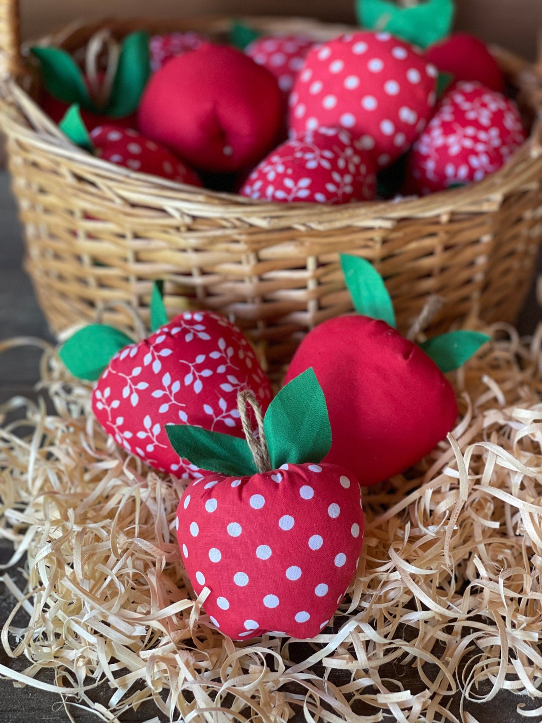 Red Apples Set 3 Apples Apple Decor Fabric Apple Tree Filler Primitive ...