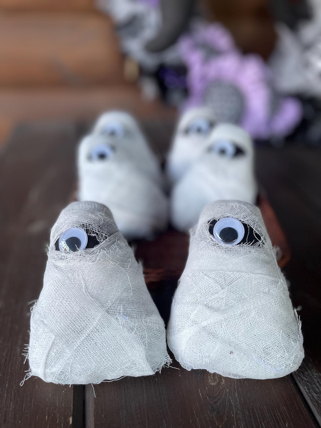 Fabric Mummy Heads Set Of2 Mummies Halloween Fireplace Decor Mummy Head ...