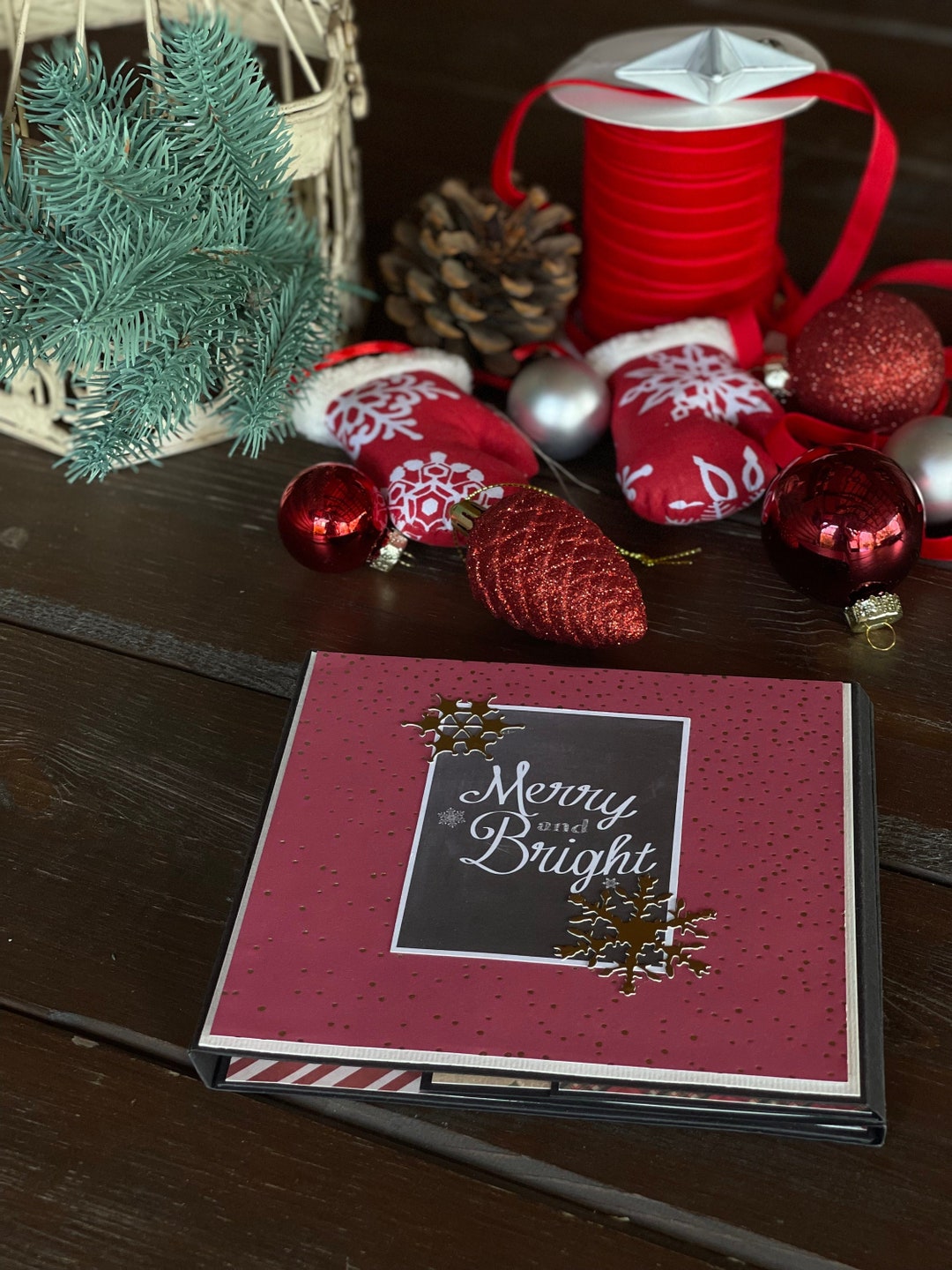 Christmas Mini Album Scrapbook Photo Album Winter Holidays Photo Album ...