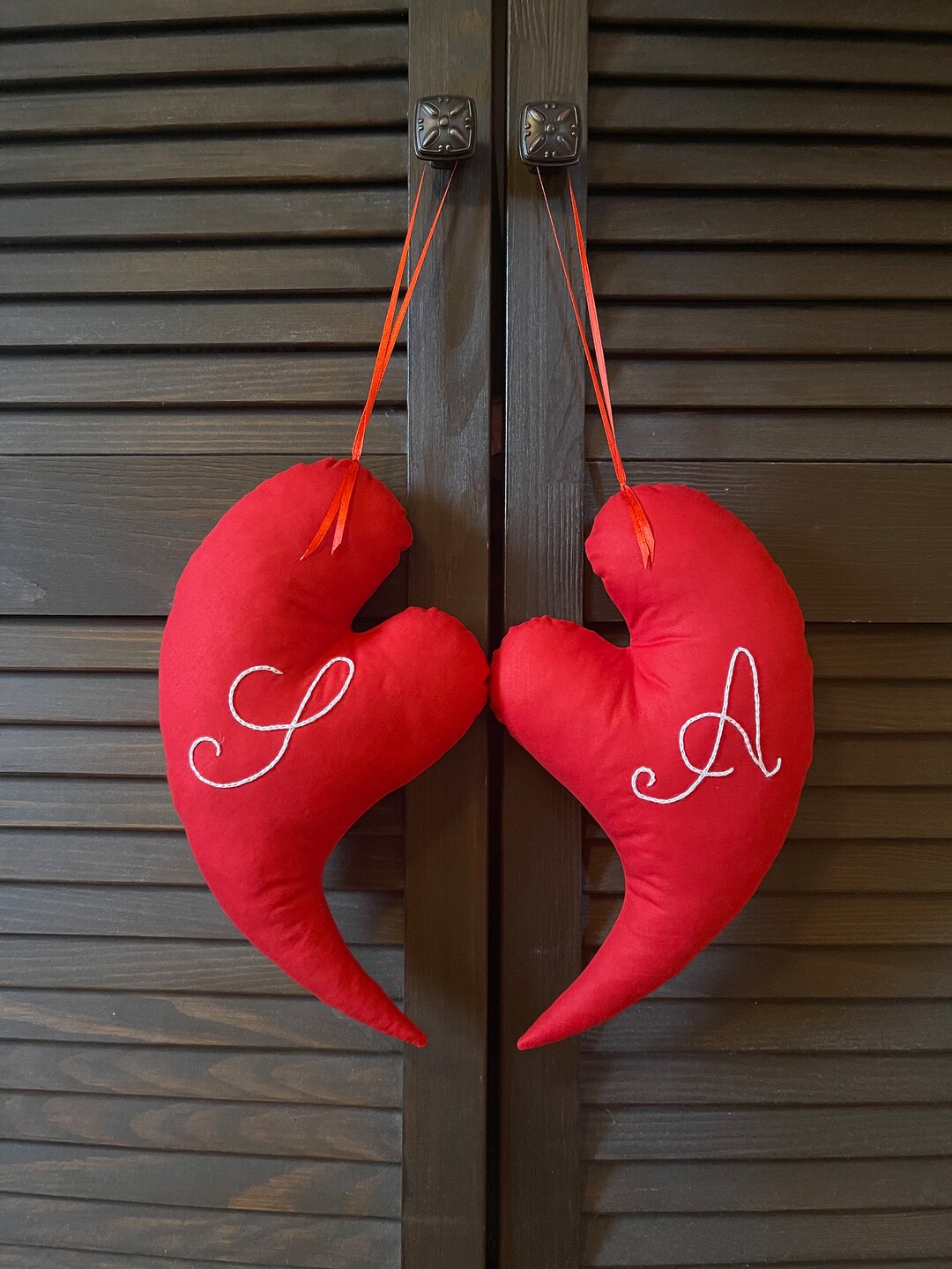 Red Heart With Personalization Hanging Heart Gifts Couples Heart ...