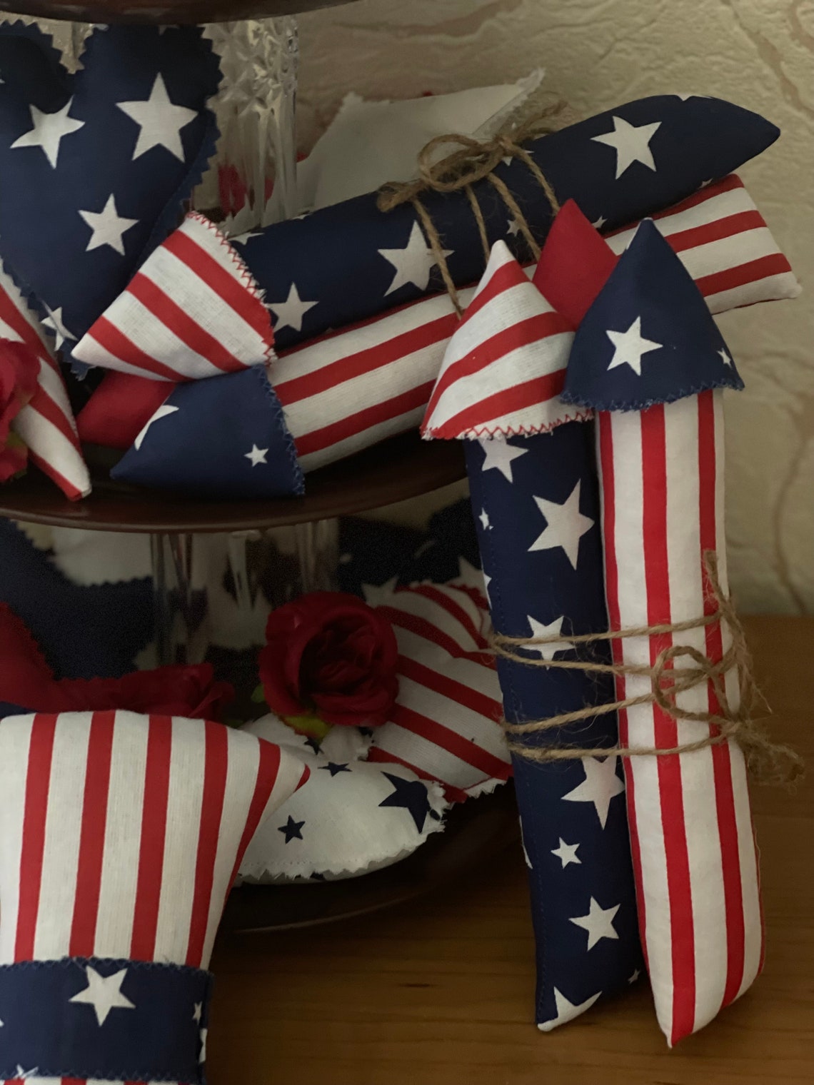 Set of 3 Fabric Firecracker Firecracker Bowl Fillers Farmhouse Decor ...