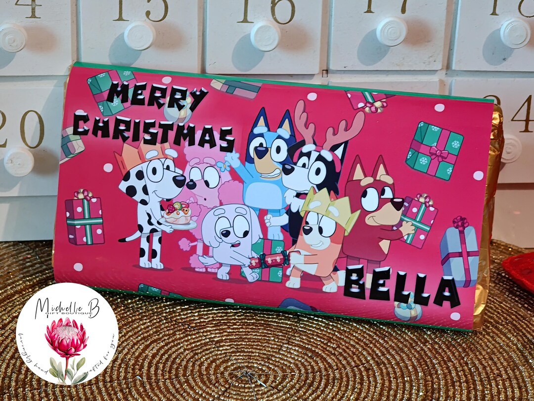 Customised Chocolate Bar Wrapper | Novelty Gift | Bluey Inspired ...