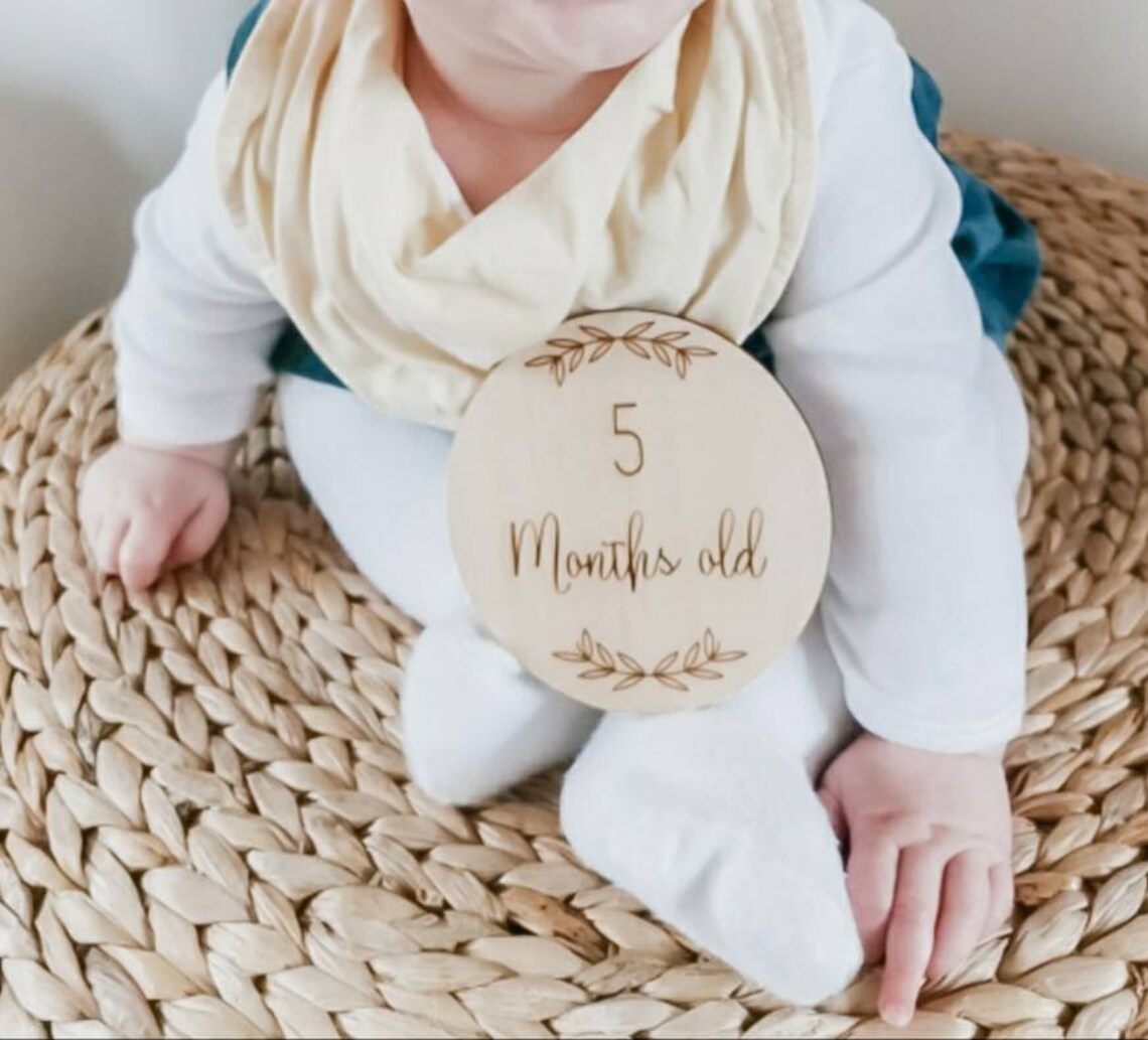 Personalised Wooden Baby Milestone Discs, Baby Shower Gift, Newborn ...