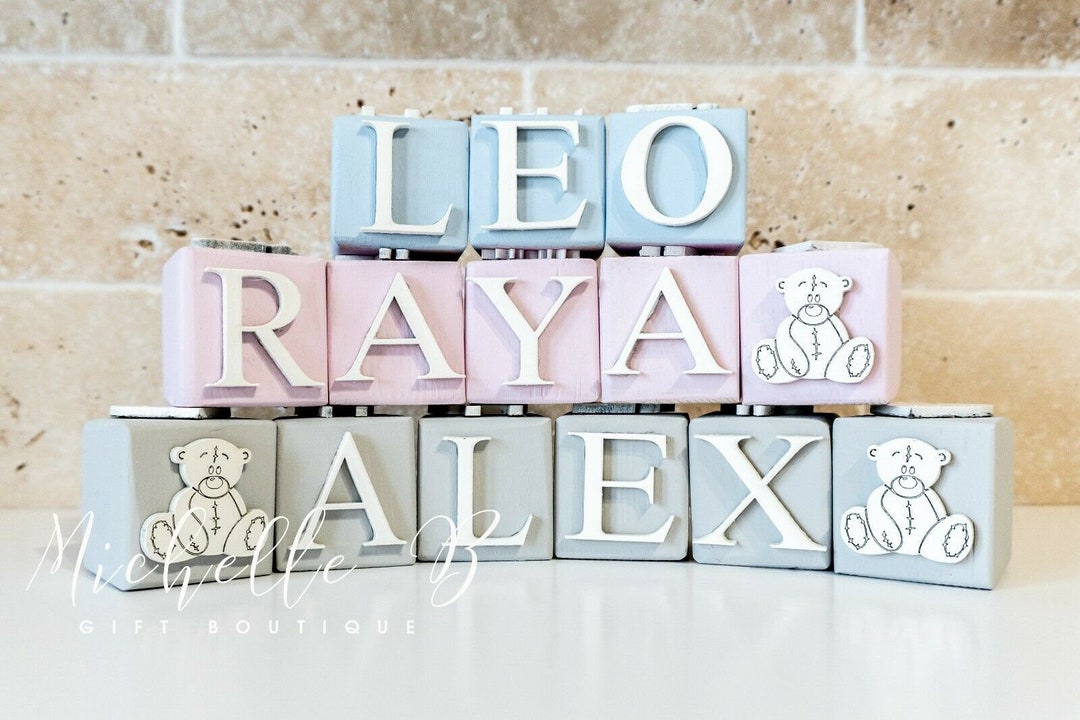 Personalised Solid Wood Baby Block Name Letters PRICE PER BLOCK ...