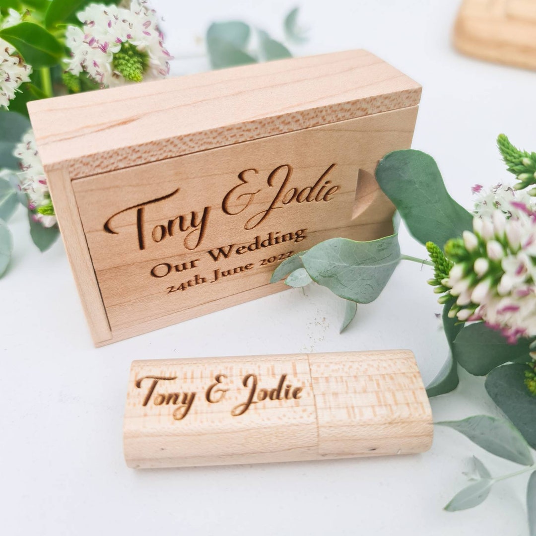 Wooden USB 3.0 Wedding Flash Drive Personalized Custom Engraved 8GB ...