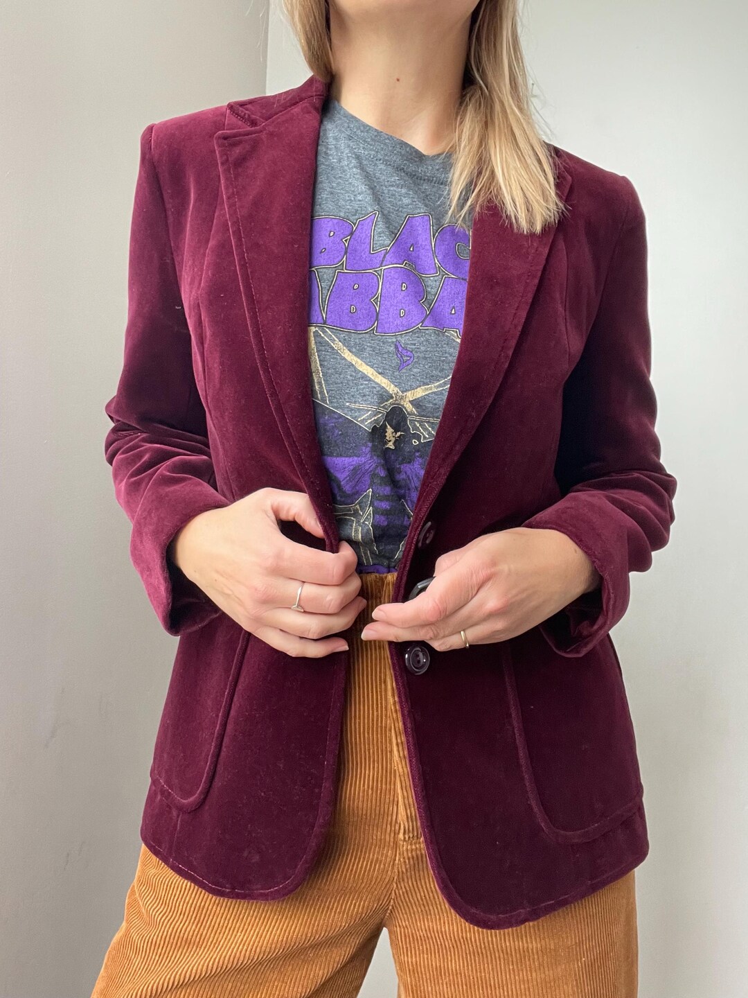Vintage Red Velvet Jacket / Richard Shops / Burgundy Blazer - Etsy