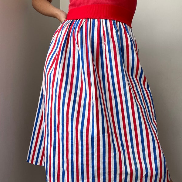 Red and White Striped Skirt - Etsy