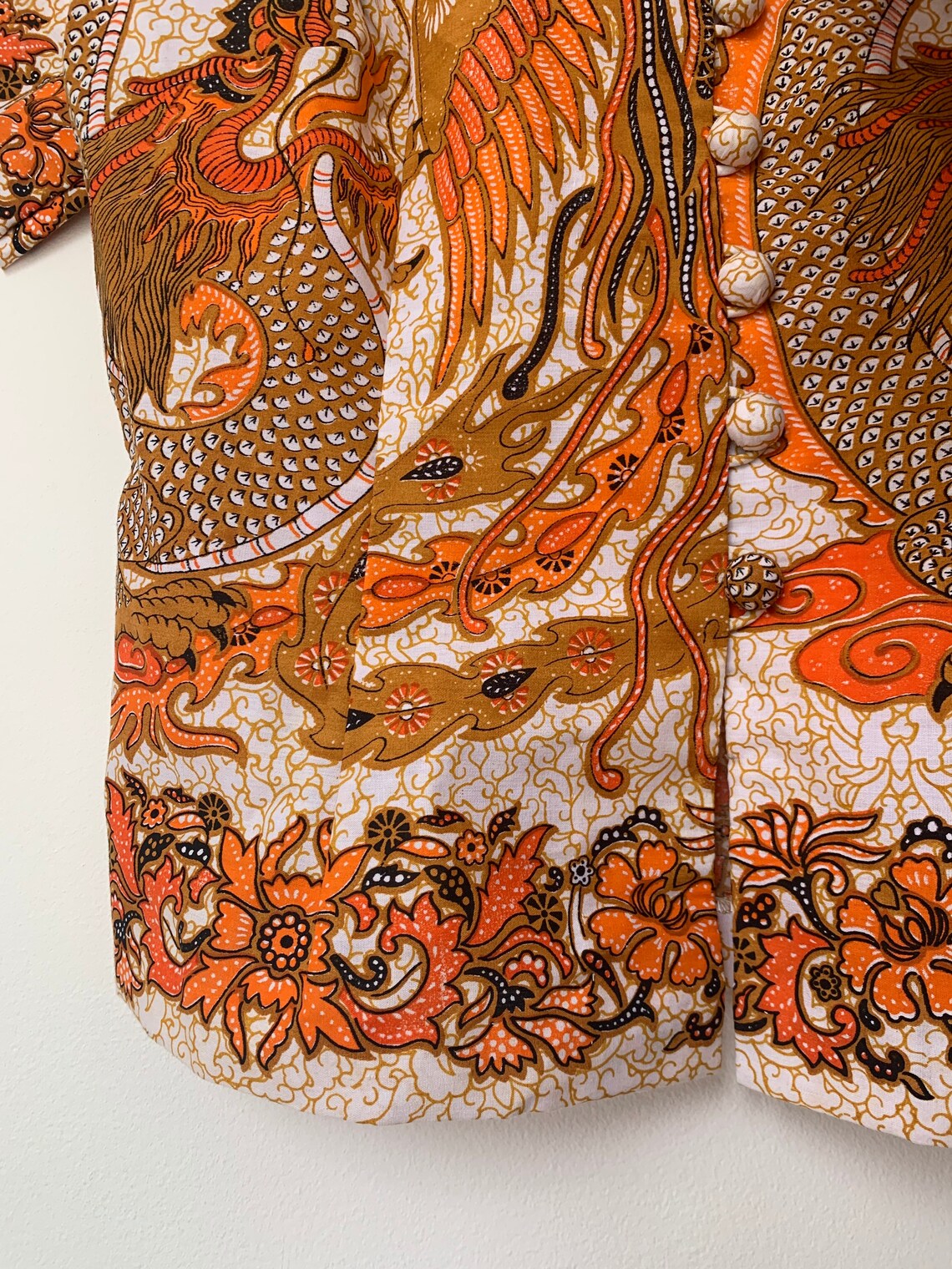 Batik Malaysia Phoenix dragon print cotton blouse size 10 | Etsy