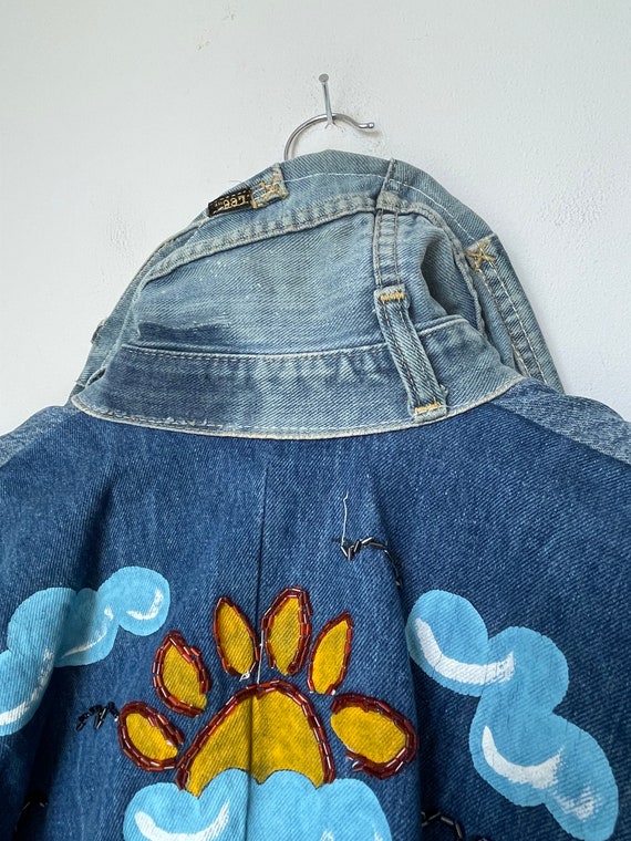 vintage customised denim jacket / hand painted / upcy… - Gem